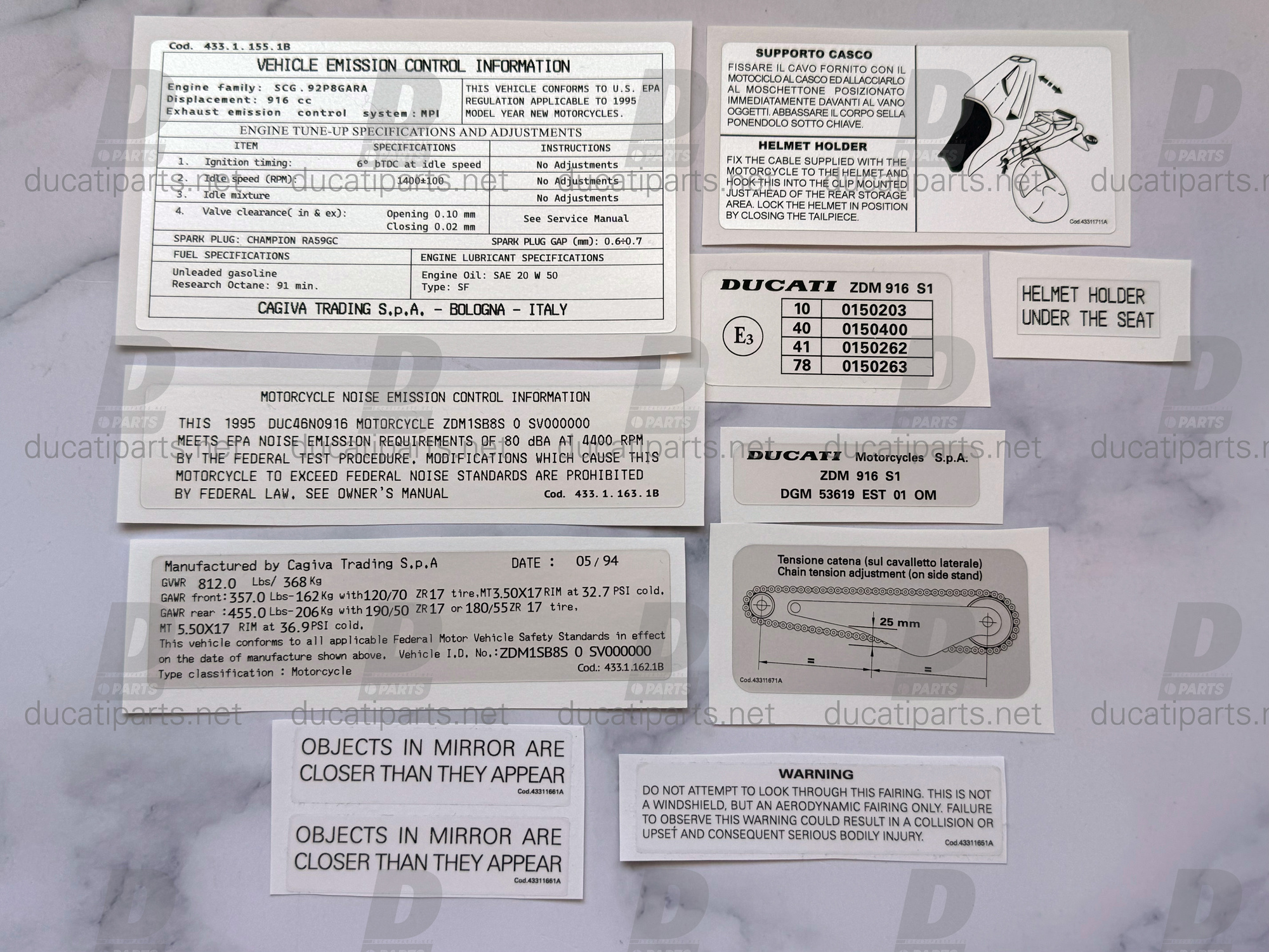 🏍️ Buy 1995 Ducati 916 Varese (US) Full Set of Reproduction Frame and ...