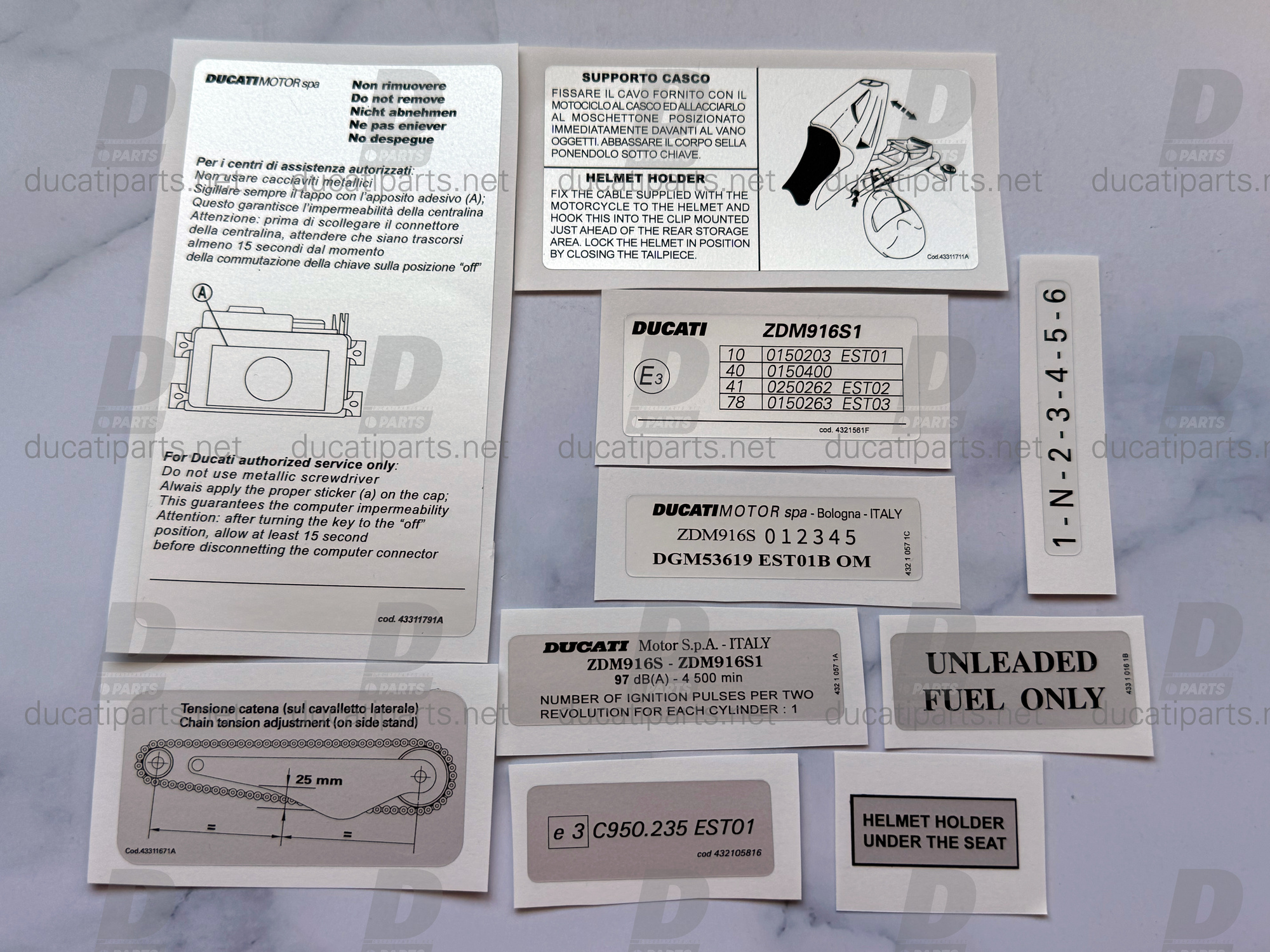 🏍️ Buy 1998 Ducati 916 (EU) Full Set of Frame and Tail Stickers Online ...