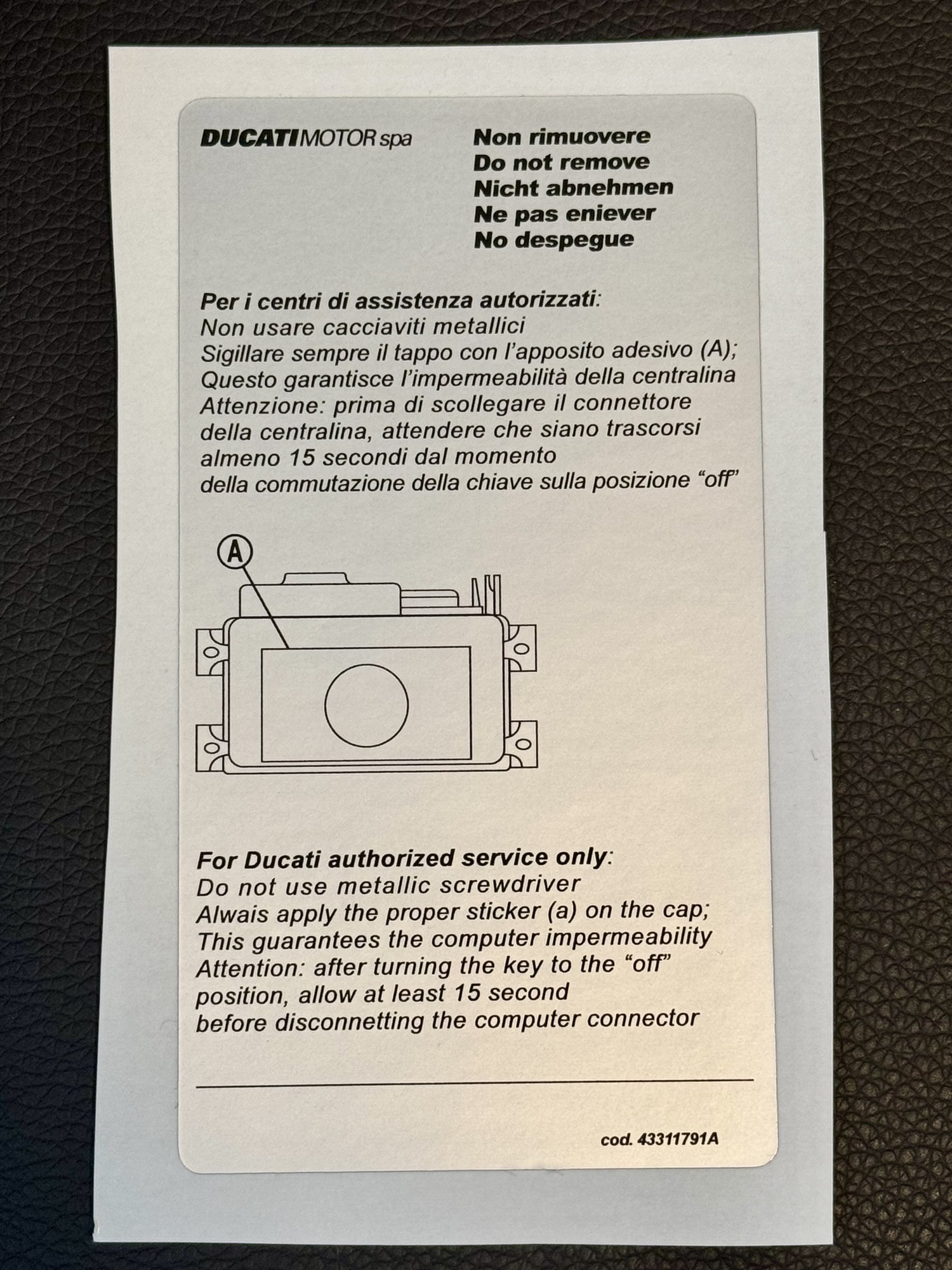 🏍️ Buy Ducati ECU Cover Sealing Reproduction Swingarm Sticker Decal 748 916 996 998 43311791A ...